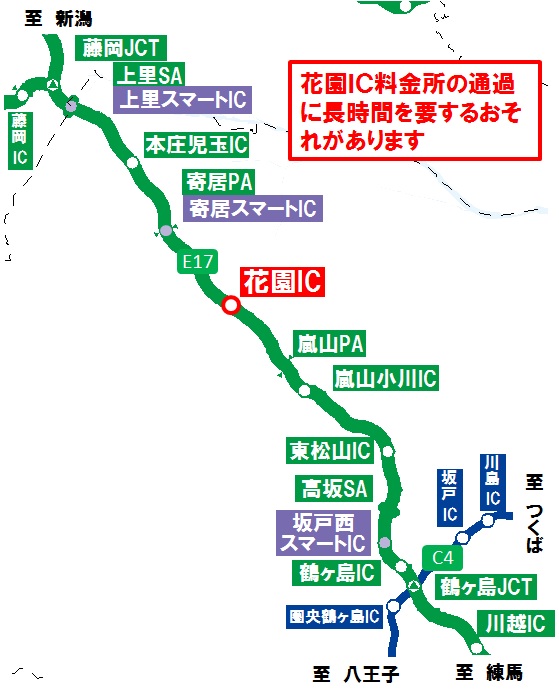 [E17] Congestion near Kan-Etsu Expressway Hanazono IC with the opening of Fukaya Hanazono ...