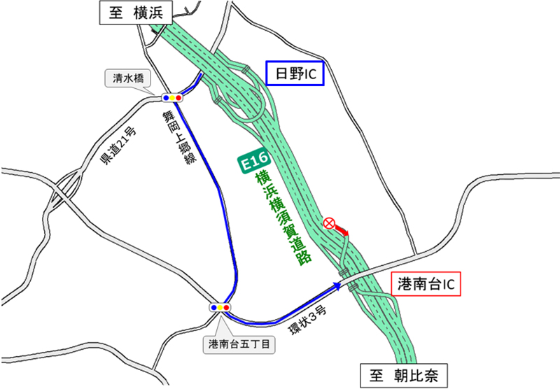【E16】横浜横須賀道路 下り線 港南台IC 出口ランプ夜間閉鎖のお知らせ | NEXCO東日本